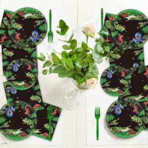 Reptile Snake Party Supplies Favors Lizard Reptile Birthday Party Decorations Plates Napkins for Kids Jungle Swamp Snake Alligator Camping Wildlife Turtle Wilderness Party Serves 24