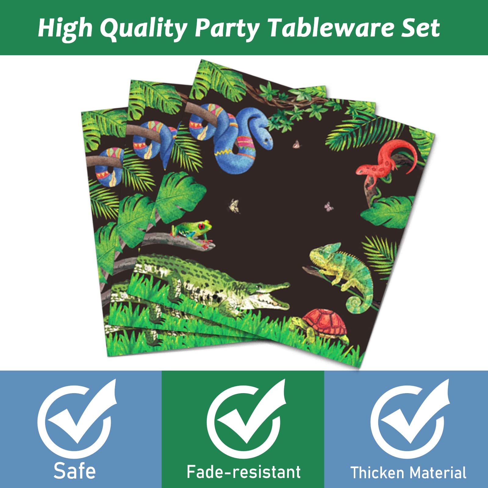 Reptile Snake Party Supplies Favors Lizard Reptile Birthday Party Decorations Plates Napkins for Kids Jungle Swamp Snake Alligator Camping Wildlife Turtle Wilderness Party Serves 24