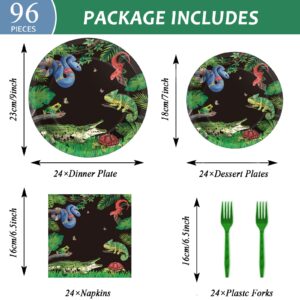 Reptile Snake Party Supplies Favors Lizard Reptile Birthday Party Decorations Plates Napkins for Kids Jungle Swamp Snake Alligator Camping Wildlife Turtle Wilderness Party Serves 24