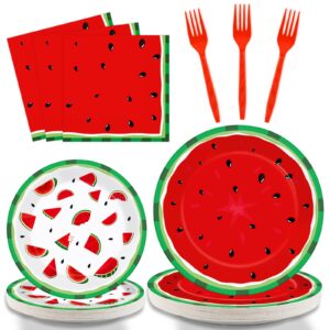 gisgfim 96 pcs watermelon party supplies paper plates napkins watermelon tableware set watermelon party decorations favors for children's melon birthday baby shower serves 24