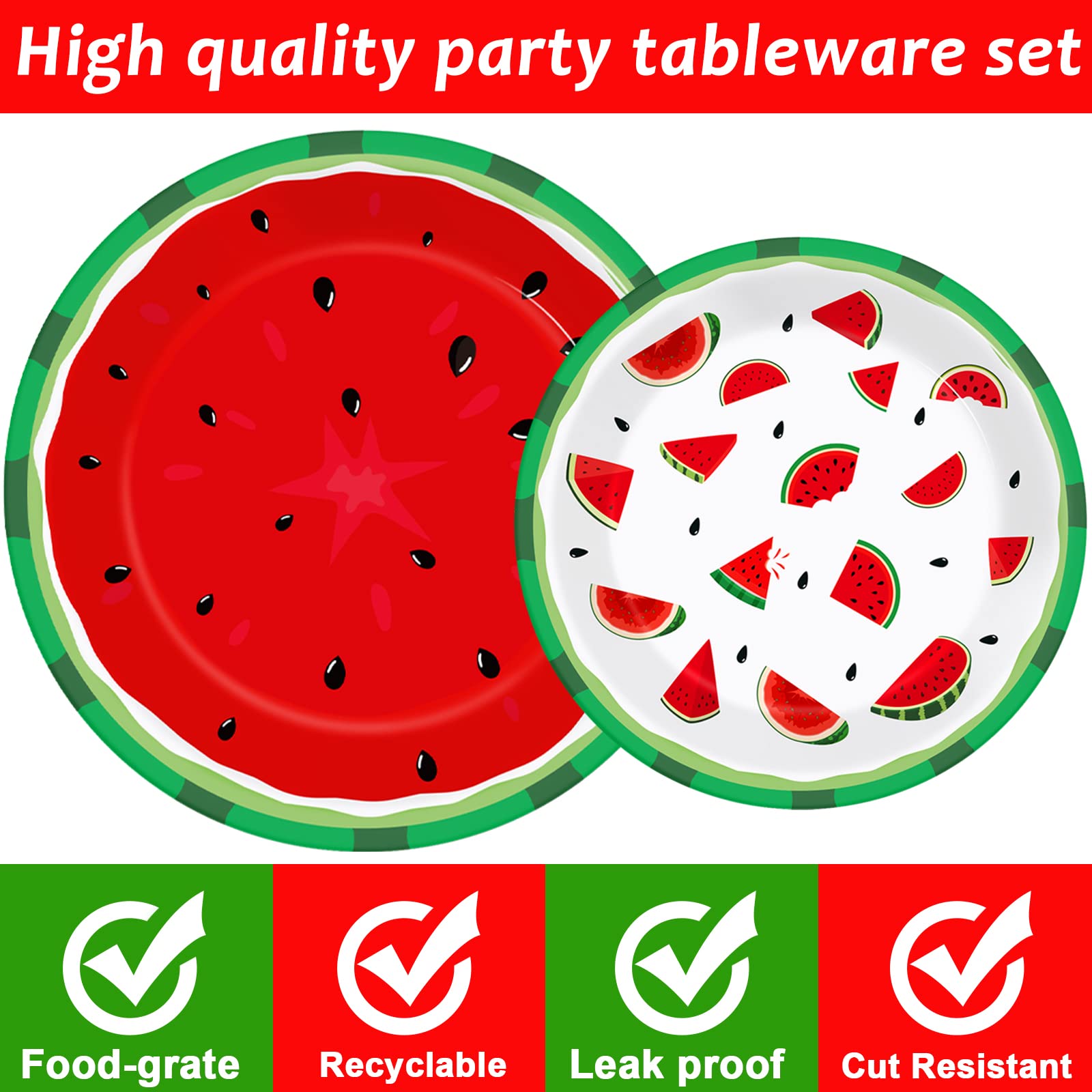 gisgfim 96 Pcs Watermelon Party Supplies Paper Plates Napkins Watermelon Tableware Set Watermelon Party Decorations Favors for Children's Melon Birthday Baby Shower Serves 24