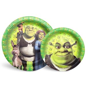 24 shrek birthday disposable plates, birthday party supplies decorations 9 inch and 7 inch