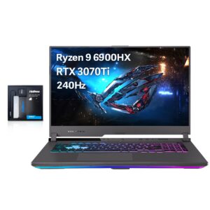 asus rog strix g17 17.3" wqhd 240hz gaming laptop, amd ryzen 9 6900hx, geforce rtx 3070ti, 64gb ddr5 ram, 4tb ssd, wi-fi 6e, rog intelligent cooling, gray, win 11 pro, 128gb hotface extension set