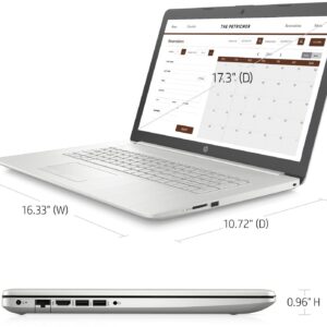 HP Newest 17.3" HD+ Laptop, 11th Intel Core i3-1115G4, 8GB RAM, 256GB SSD, Card Reader, HDMI, Webcam, Wi-Fi, Bluetooth, Windows 11 Home, Natural Silver with JAWFOAL