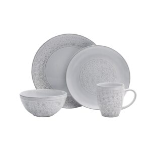 pfaltzgraff blossom white 16-piece porcelain dinnerware set, service for 4, distressed