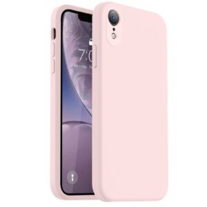 vooii compatible with iphone xr case, upgraded liquid silicone with [square edges] [camera protection] [soft anti-scratch microfiber lining] phone case for iphone 10 xr 6.1 inch - chalk pink