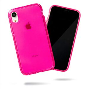 steeplab neon highlighter case for iphone xr (6.1" screen) - the grippy jelly case w/protective air pockets (eye-catching hot pink)