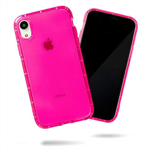 SteepLab Neon Highlighter Case for iPhone XR (6.1" Screen) - The Grippy Jelly Case w/Protective Air Pockets (Eye-Catching Hot Pink)