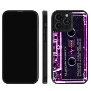 Cassette Tape Clear Pink Personalized Black Rubber Phone Case Compatible with Apple iPhone 15 Pro Max Plus, 14 Pro Max Plus, 13 Pro Max Mini, 12 Pro Max Mini, 11, X XS Max, XR, 8 7 Plus