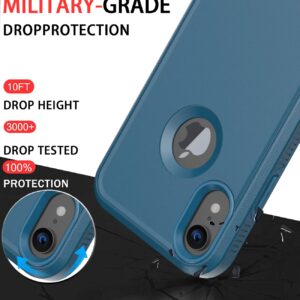 Diverbox for iPhone XR Case [Tempered Glass Screen Protector] [Shockproof] [Dropproof] Heavy Duty Protection Phone Case Cover for Apple iPhone XR Blue