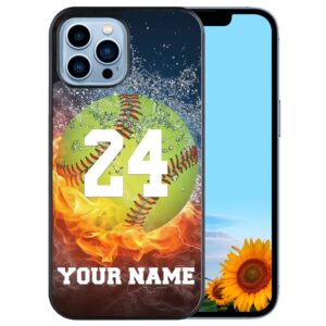 personalized name number custom baseball softball water fire phone case for iphone 15 14 11 12 13 pro max xr xs max 8 plus 6s plus