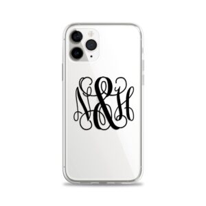 case charming monogrammed phone case for iphone 15 pro max 14 13 mini 12 11 xs xr x 10s 10r 10 8 plus 7 se personalized custom initials clear transparent cover