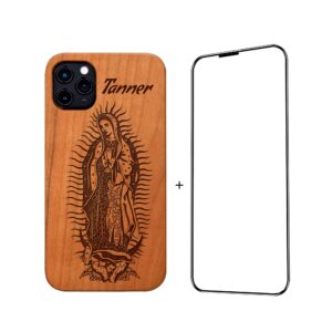 virgen de guadalupe - custom wood phone case + free tempered glass (virgin mary - our lady of guadalupe) for iphone 15/14/13/12/11 (mini ,pro, pro max,plus)xs,xr,x samsung s21/s22/s23 ul+ fe note 12 l