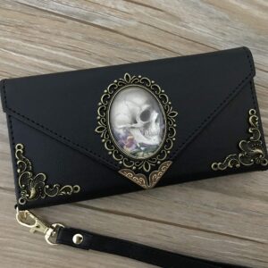 Antique Gothic Skull Phone Leather Wallet case for iPhone X XS XR 11 12 13 14 15 Pro Max Samsung S24 S23 S22 S21 S20 Ultra Note 20 10 Plus Dc019