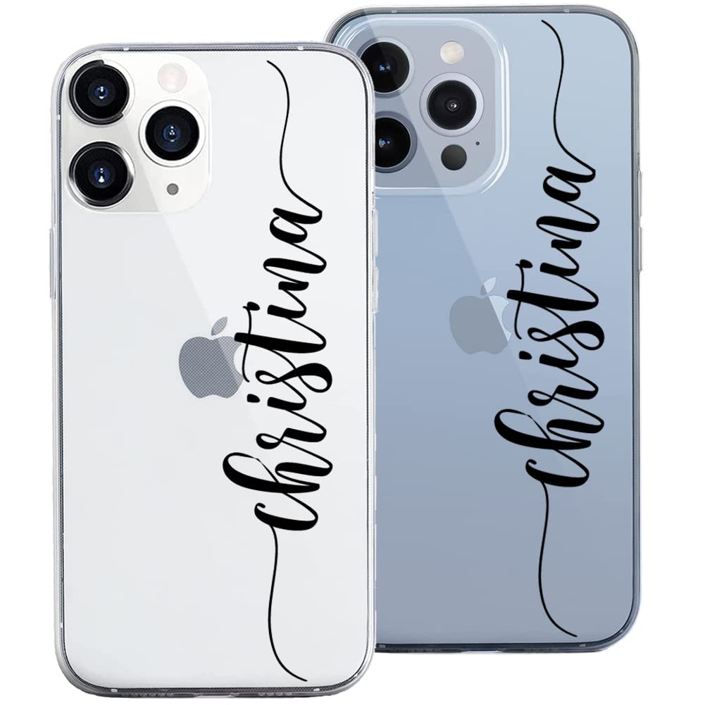 Personalized Name Phone Case Custom Handwritten Style Clear Phone Cover Protective Cases Compatible with iPhone 13 Pro Max Mini 12 11 Xr Xs X 10 8 Plus 7 SE 6s Plus (Style 1)