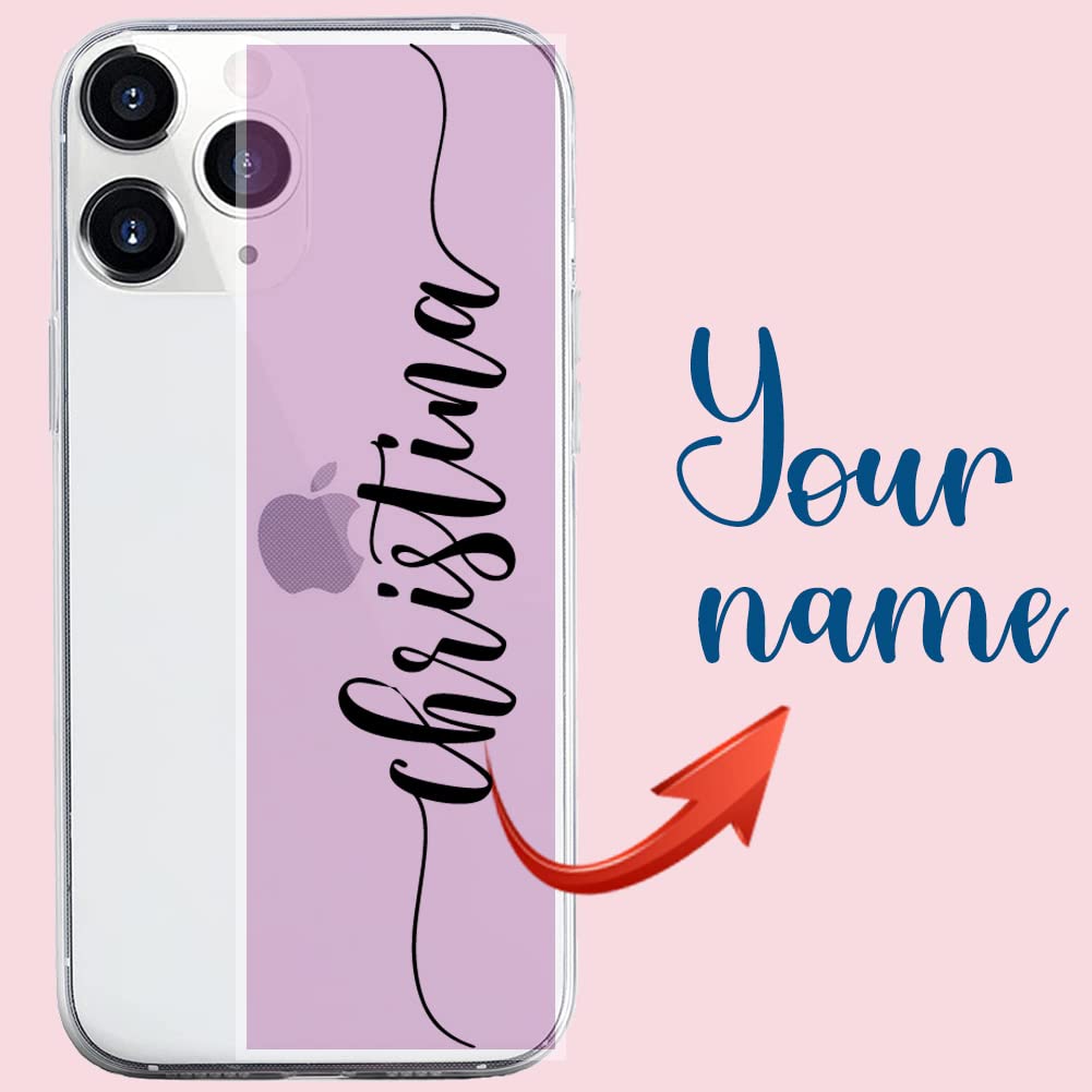 Personalized Name Phone Case Custom Handwritten Style Clear Phone Cover Protective Cases Compatible with iPhone 13 Pro Max Mini 12 11 Xr Xs X 10 8 Plus 7 SE 6s Plus (Style 1)