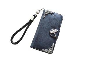 dragonfly phone leather wallet removable case for iphone x xs xr 11 12 13 14 pro max galaxy s23 s22 s21 s20 ultra note 20 10 plus mn1301