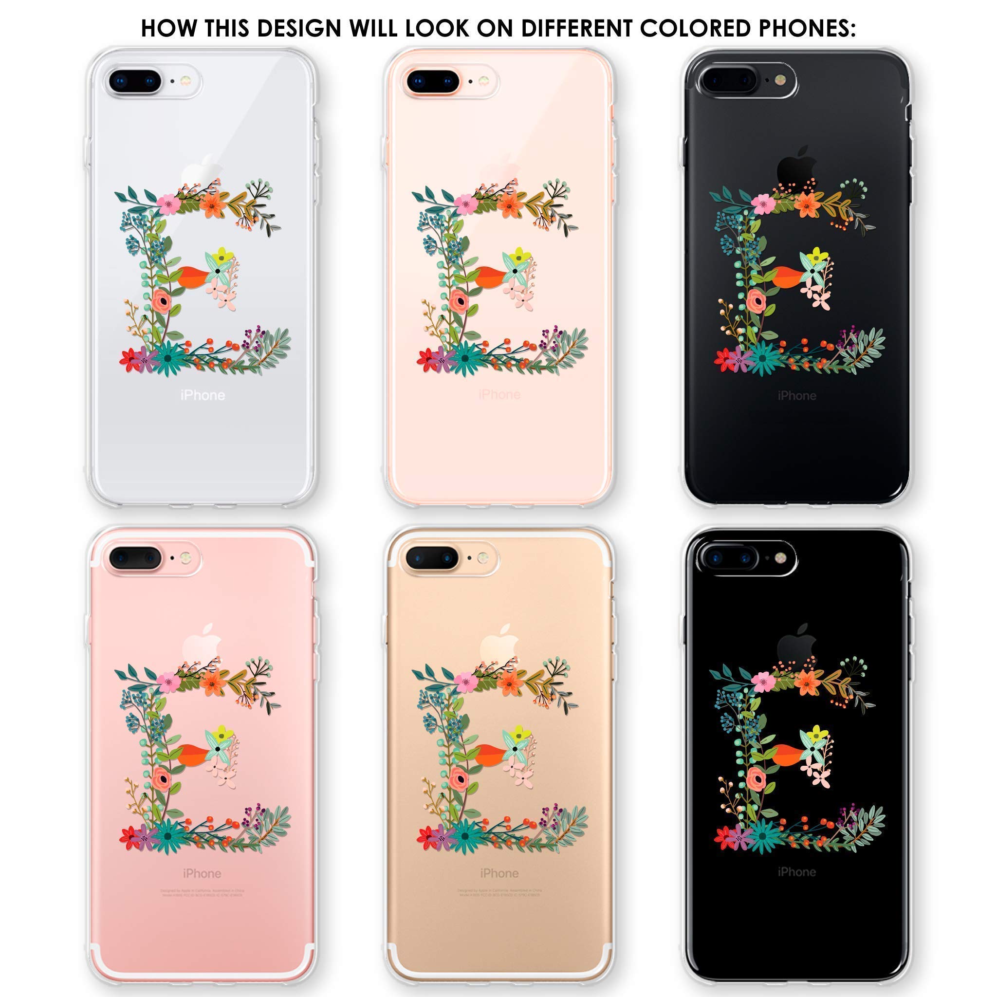 Case Charming Custom Floral Initial Letter Monogram Case for iPhone 15 Pro Max 14 13 12 mini 11 Xs Xr X 10s 10r 10 8 Plus 7 Se Clear Transparent Personalized Phone Cover