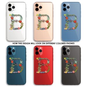 Case Charming Custom Floral Initial Letter Monogram Case for iPhone 15 Pro Max 14 13 12 mini 11 Xs Xr X 10s 10r 10 8 Plus 7 Se Clear Transparent Personalized Phone Cover