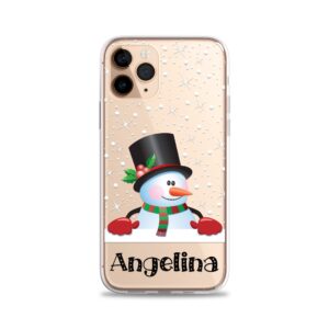 case charming christmas snowman case personalized for iphone 15 14 pro max 13 mini 12 11 xs xr x 10s 10r 10 8 plus 7 se clear slim soft flexible tpu rubber cover