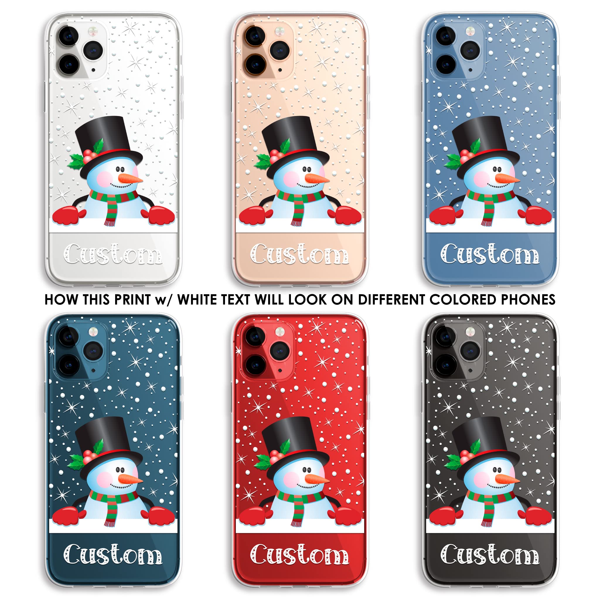 Case Charming Christmas Snowman Case Personalized for iPhone 15 14 Pro Max 13 mini 12 11 XS XR X 10S 10R 10 8 Plus 7 SE Clear Slim Soft Flexible TPU Rubber Cover