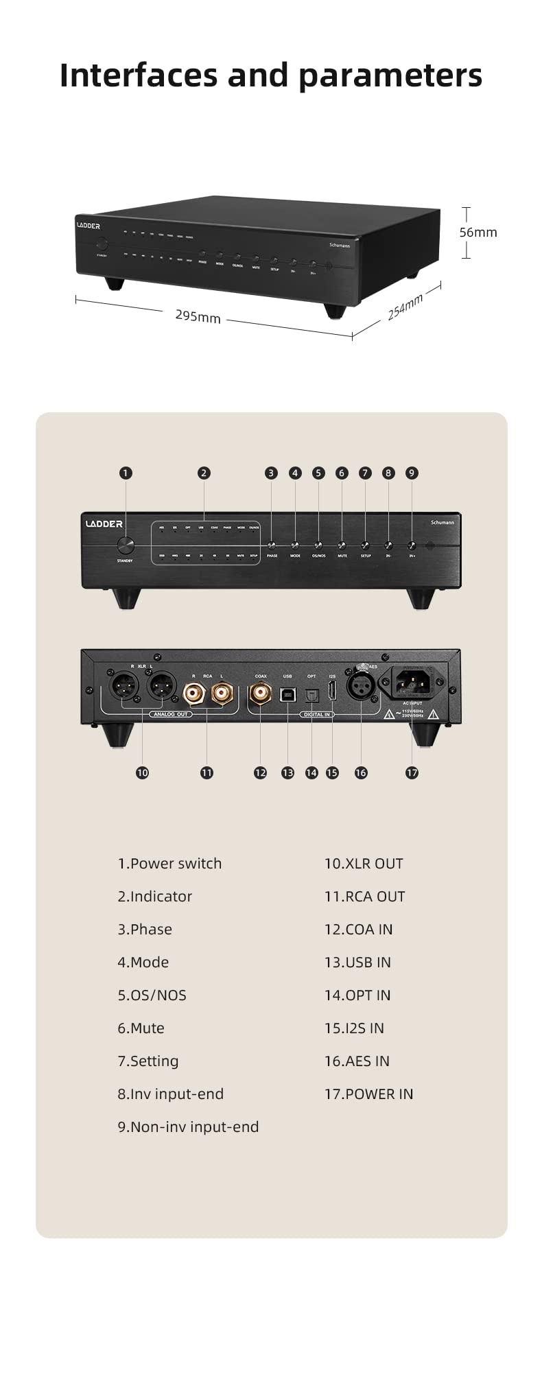 Ladder Schumann DAC HiFi USB DSP Coaxial Opt AES Resolution Audio Decoder