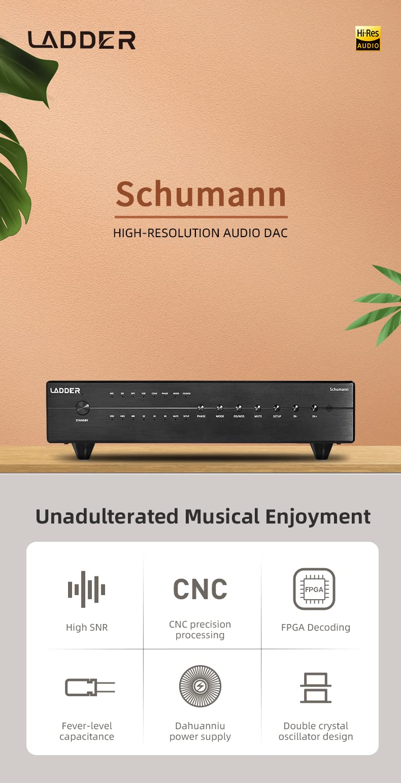 Ladder Schumann DAC HiFi USB DSP Coaxial Opt AES Resolution Audio Decoder