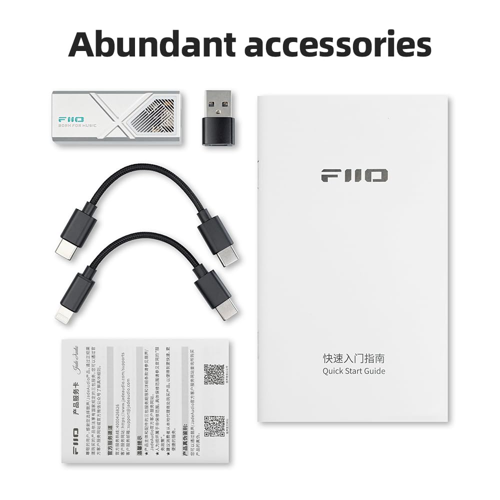 FiiO/JadeAudio KA13 Portable DAC Dongle, USB-C Adapter, 3.5mm and 4.4mm Outputs Compatible with Android/iOS System/PC/Music Players, PCM 384kHz/32bit | DSD256 550mW high Power (Black)