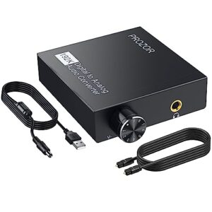 prozor 192khz digital to analog audio converter, dac digital spdif optical toslink to 3.5mm converter