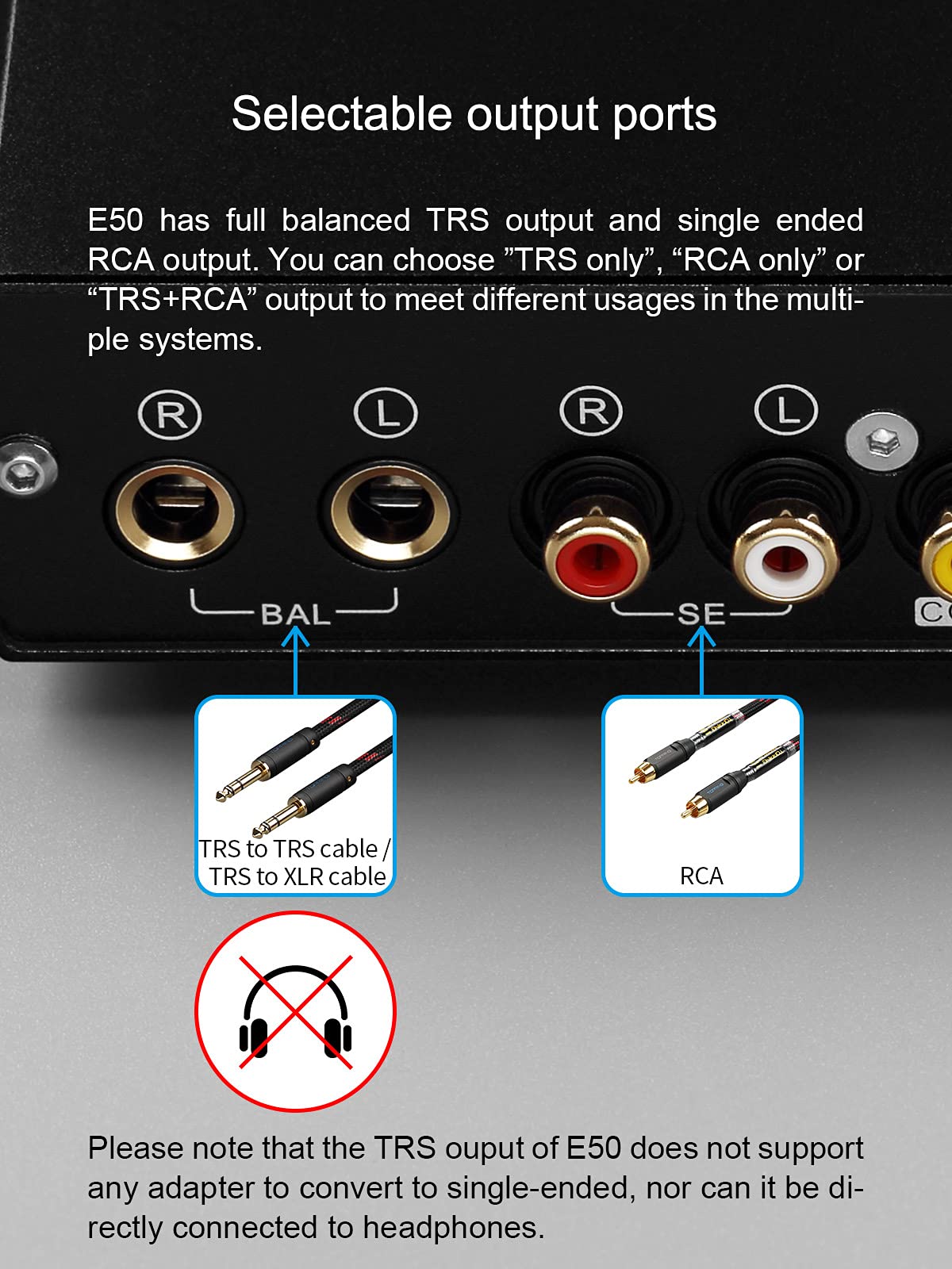 Topping E50 Mini HiFi DAC ES9068AS DSD512 PCM768kHz USB DAC USB/Coax/Opt Inputs RCA/TRS Outputs Decoder for Home Theater Game Music Black