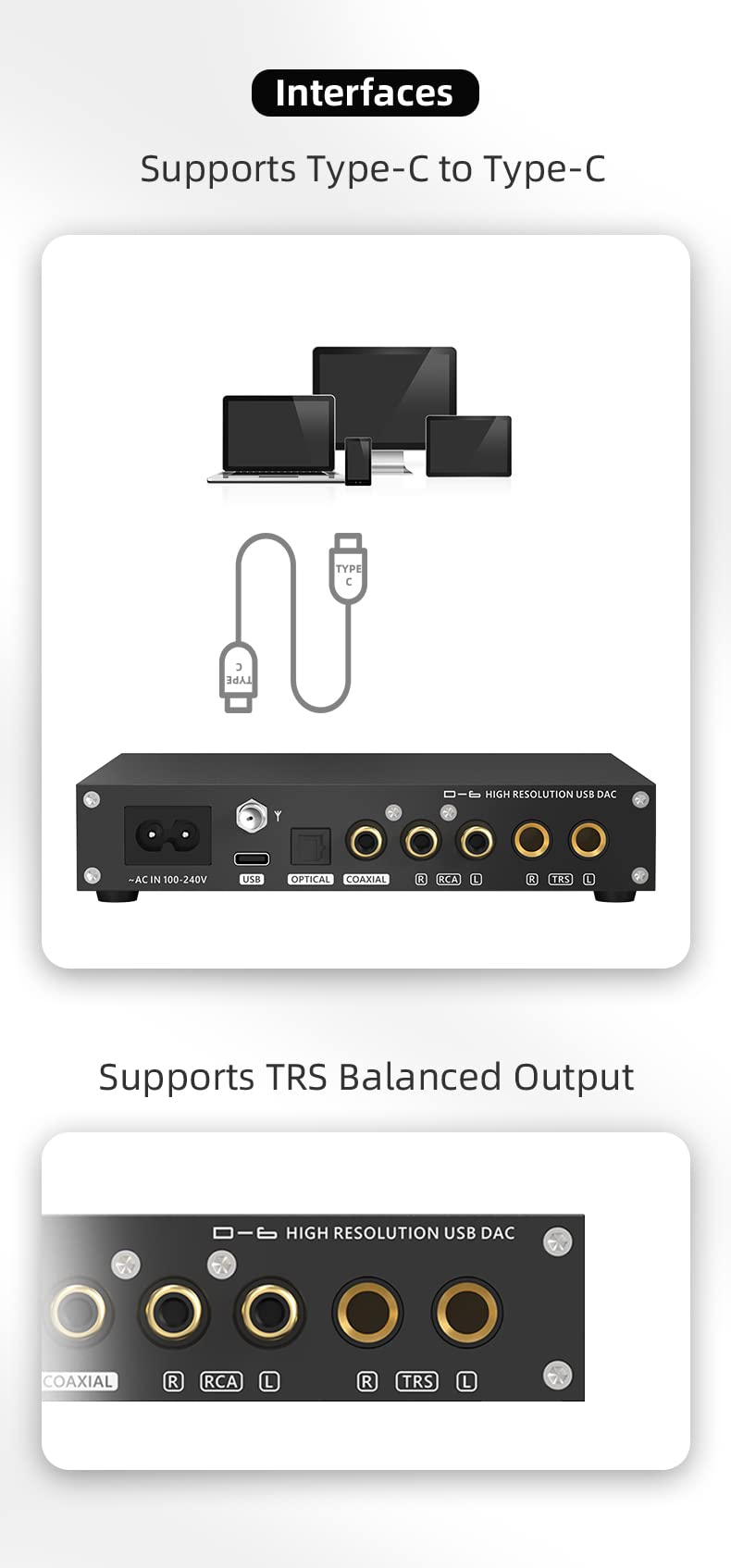 S.M.S.L D-6 Dual AK4493s Chip Bluetooth 5.1 LDAC Audio DAC DSD512 PCM 768kHz 32Bit CK-03 Clock Moudule 6.35mm TRS*2 Balanced Output Type C to Type C USB RCA Decoder with Remote Control (Black)