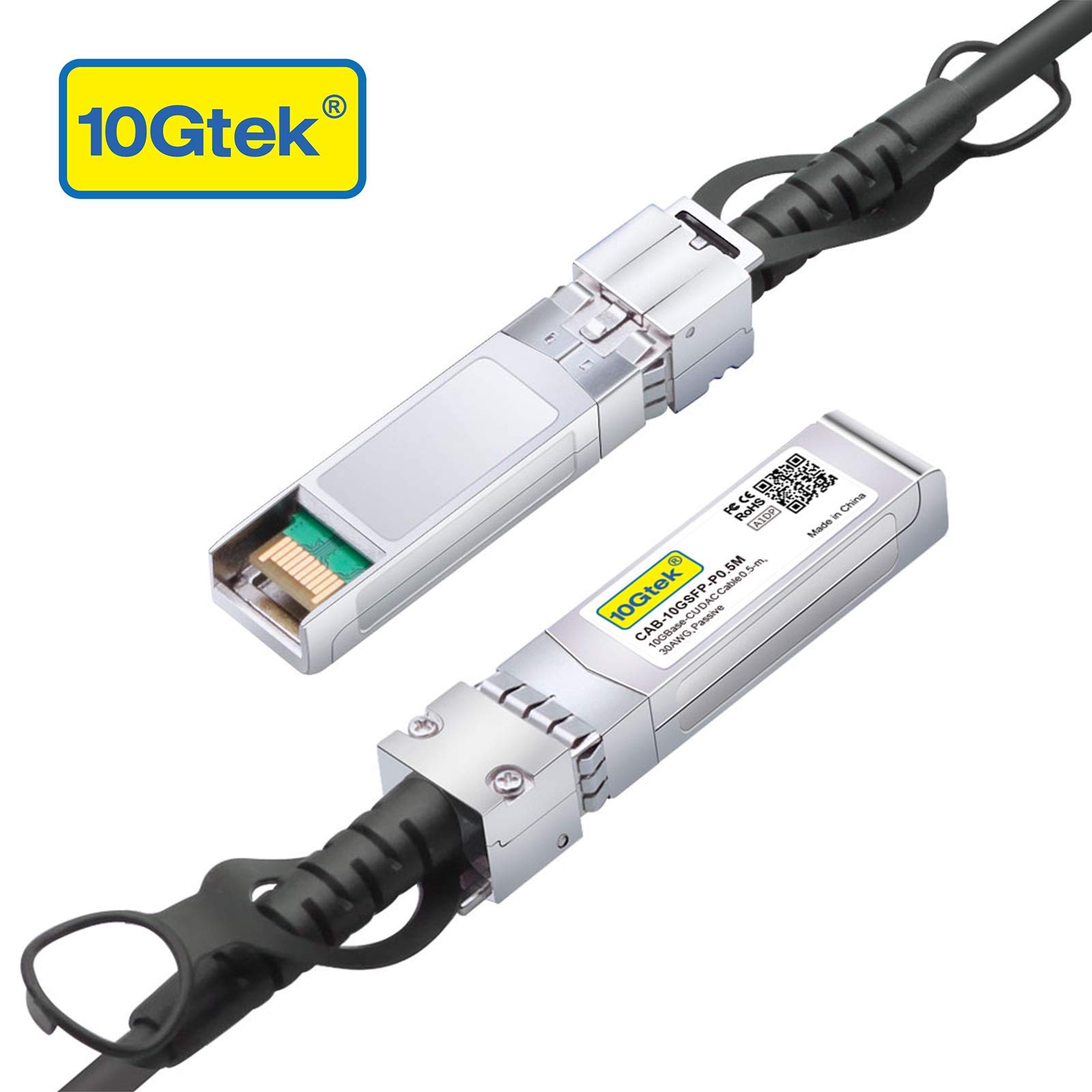 10Gtek SFP+ DAC Twinax Cable, 10G SFP+ to SFP+ Direct Attach Copper Patch Passive Cable for Cisco SFP-H10GB-CU0.5M, Ubiquiti UniFi UC-DAC-SFP+, TP-Link TL-SM5220-0.5M, Fortinet and More, 0.5-meter