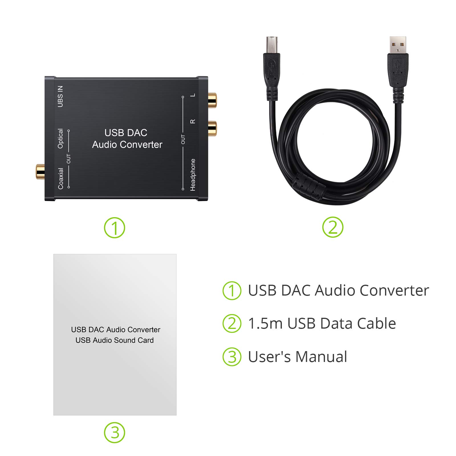 LiNKFOR USB to SPDIF Coaxial RCA and 3.5mm headphone Jack Converter USB DAC Optical Audio Adapter USB DAC PCM for Windows Mac PS4 PS3