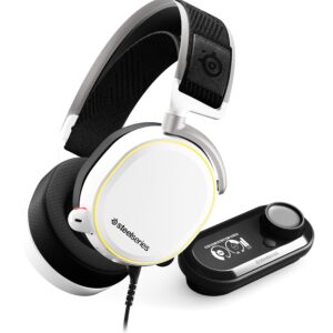 SteelSeries Arctis Pro + GameDAC Wired Gaming Headset - Certified Hi-Res Audio - Dedicated DAC and Amp - for PS5/PS4 and PC - White