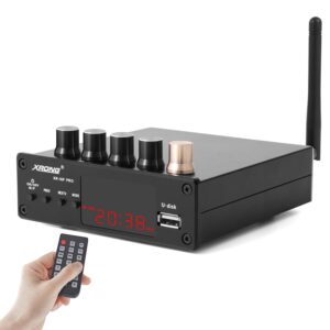 XRONG Bluetooth 5.1 Power Amplifier 100Wx2+100W Stereo HiFi 2.1 CH Digital Sound Amplificador 24Bit/192kHz Class D Amp USB DAC, Support Subwoofer & with Remote