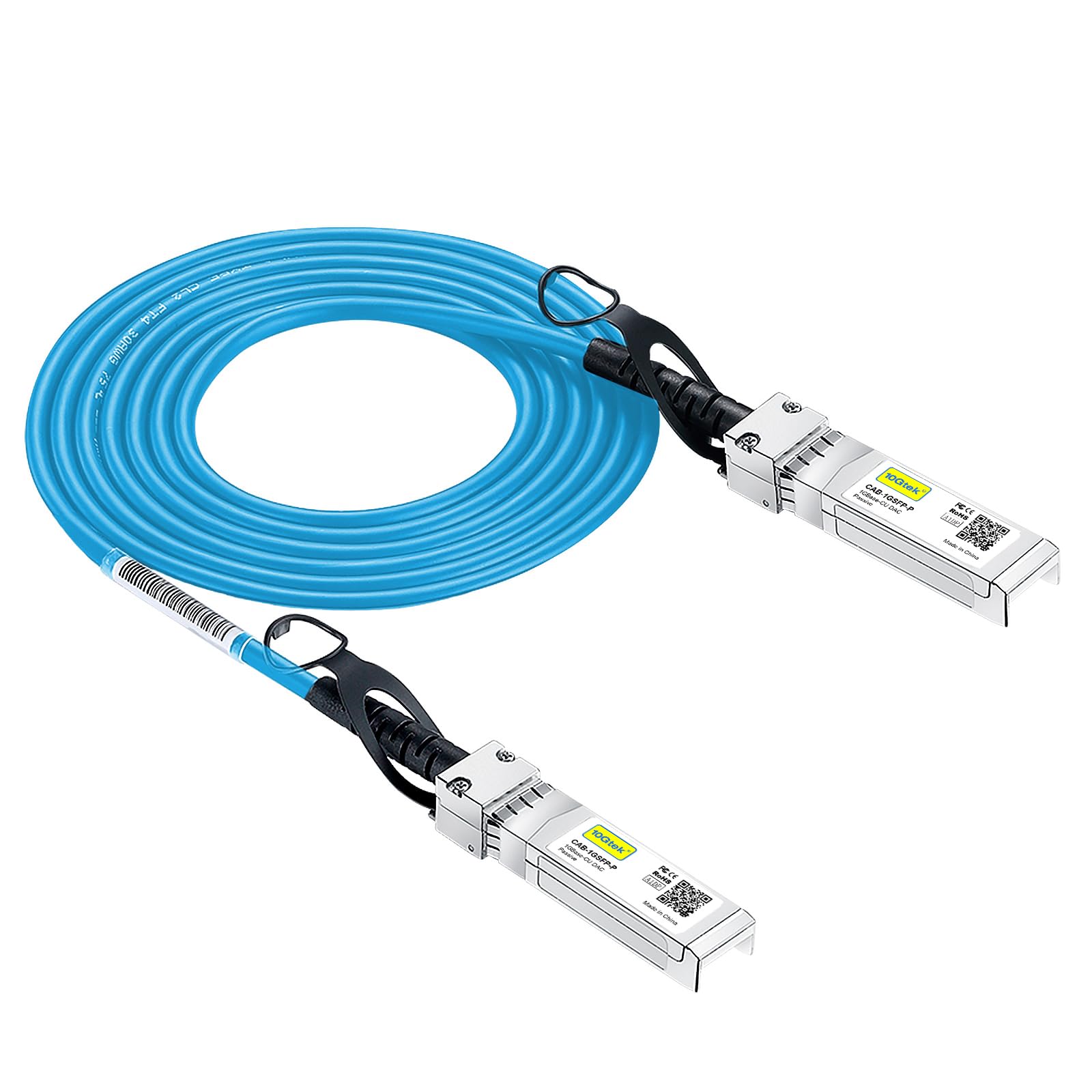 [Blue] Colored 1.25G SFP DAC Twinax Cable - Twinax SFP Cable for Cisco SFP-1GBASE-CU2M, Ubiquiti UniFi, D-Link, Supermicro, Netgear, Mikrotik, Fortinet, 2-Meter(6.5ft)