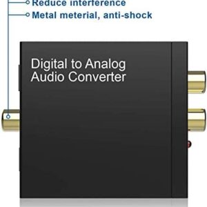 DAC 192KHz Digital to Analog Audio Converter, Optical to RCA Adapter with Optical Coaxial Cable, Toslink Optical to 3.5mm Adapter for PS4 HD DVD Home Cinema Systems