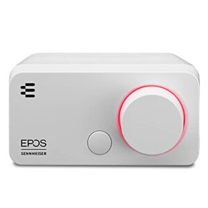 epos gsx 300 - external computer sound card - high-resolution stereo & 7.1 surround sound - led volume dial; customizable smart button - windows 10 synchronized - snow edition