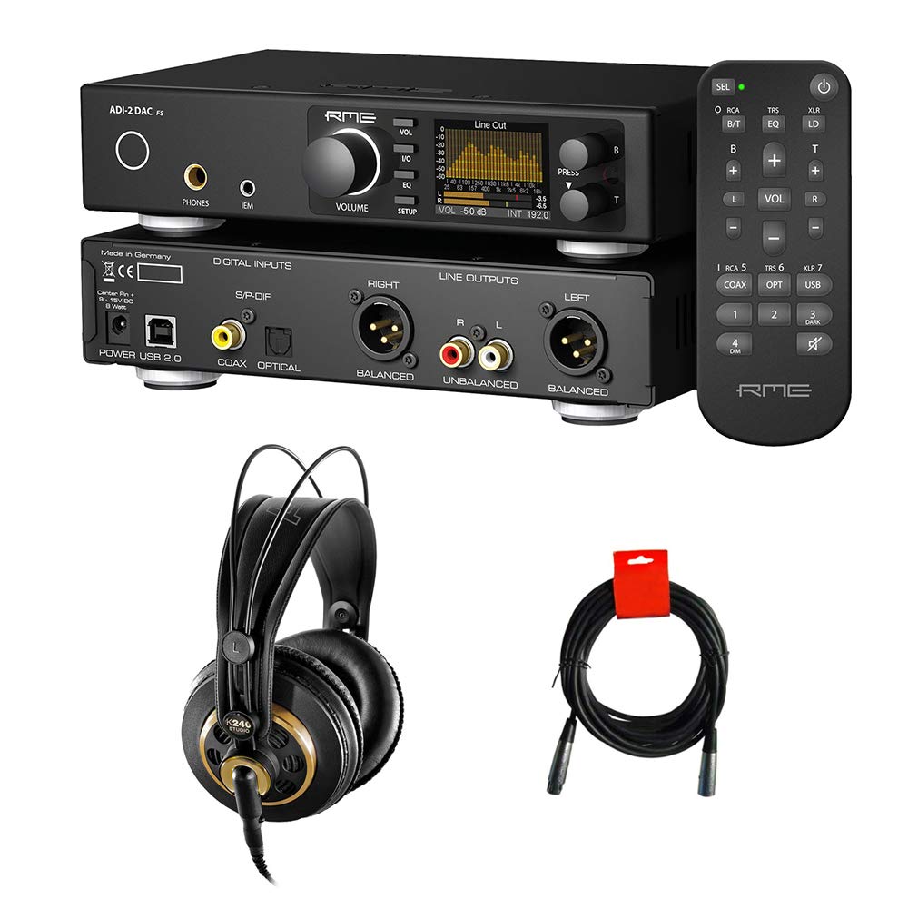 RME ADI-2 DAC FS PCM/DSD 768 kHz Signal Converter with AKG K240 Studio Pro Headphones & XLR Cable Bundle