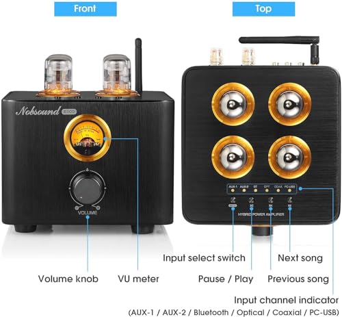 Nobsound B100 Bluetooth 5.0 Tube Amplifier USB DAC Coax/Opt Integrated Power Amp