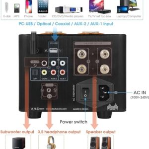 Nobsound B100 Bluetooth 5.0 Tube Amplifier USB DAC Coax/Opt Integrated Power Amp