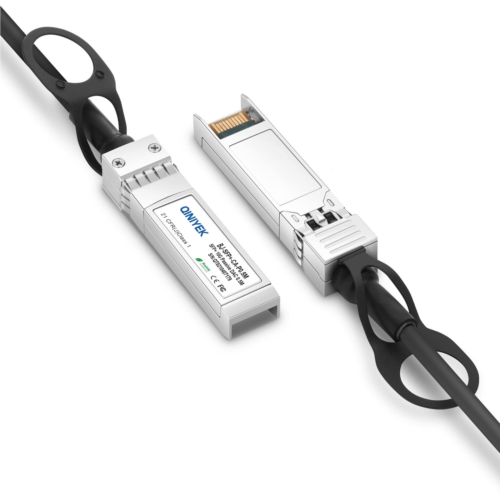 QINIYEK 10G SFP+ DAC Twinax Cable 0.5M (1.6ft), Direct Attach Copper(DAC) Passive Cable, Compatible with Cisco SFP-H10GB-CU0.5M, Ubiquiti UniFi, Supermicro, Netgear, Mikrotik,1 Pack