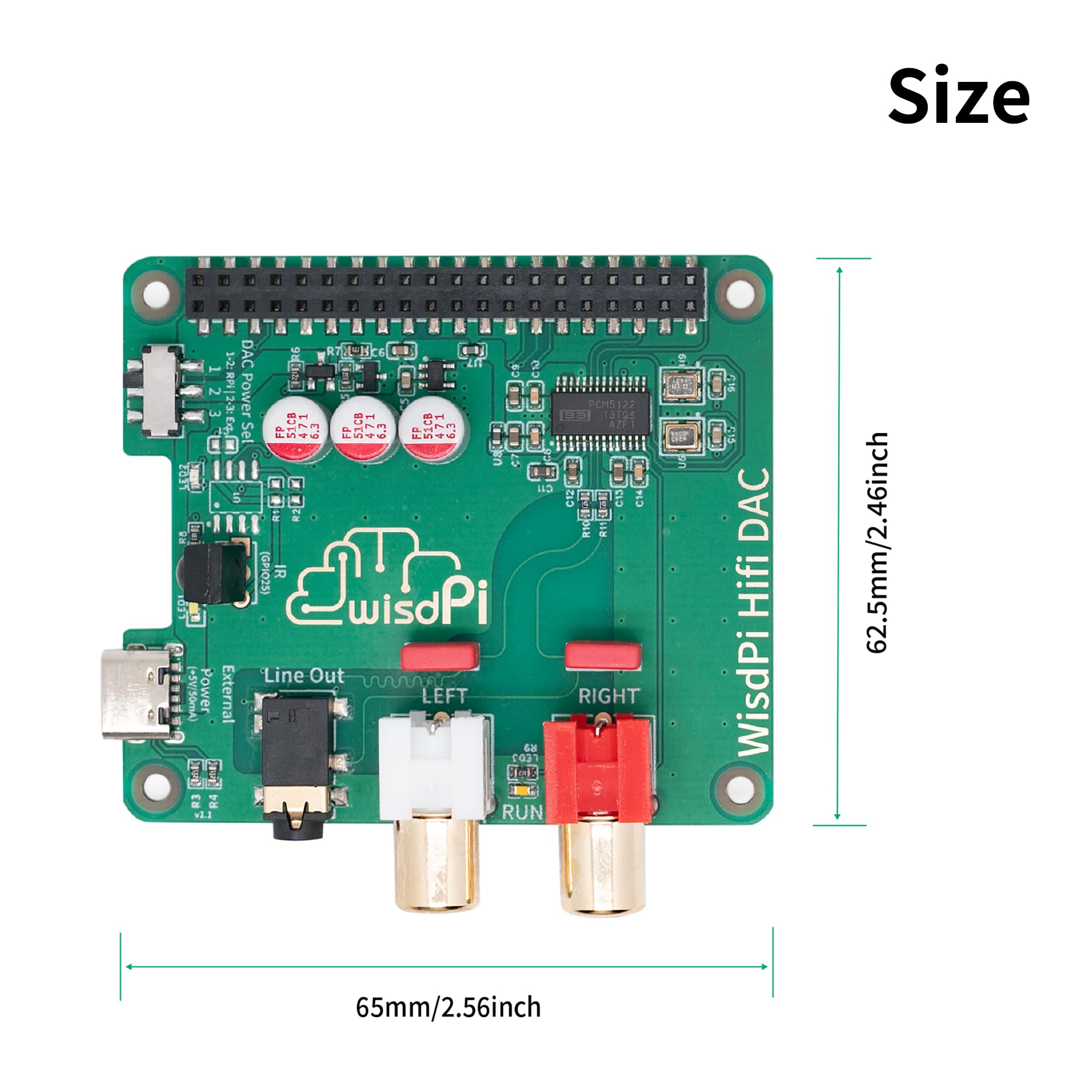 Raspberry Pi HiFi DAC HAT Audio Card Expansion Board for Raspberry Pi 4, Pi 3 B+, Pi 3 B, Pi 2, Pi B+, Pi Zero/Zero W