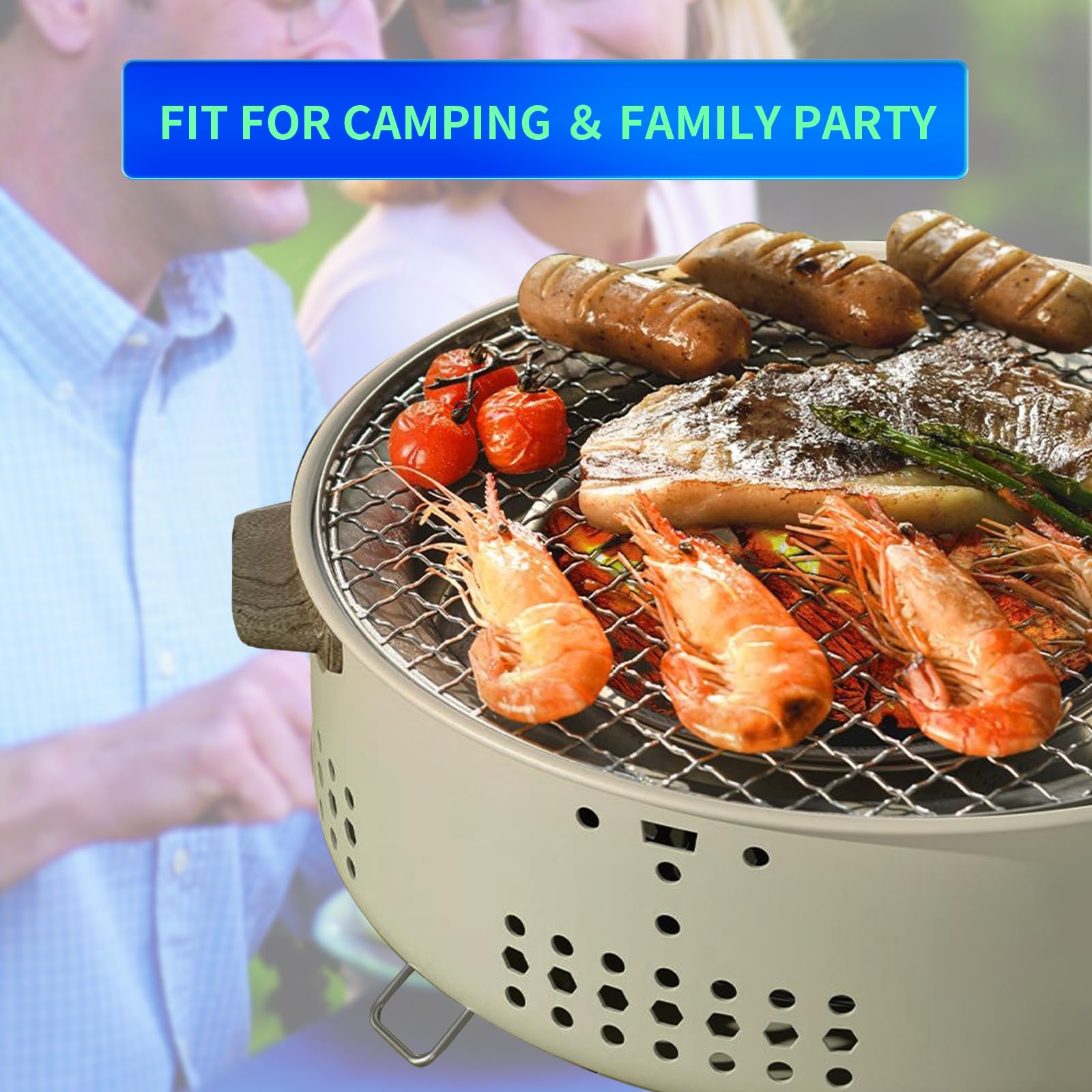 12 Inch Portable Charcoal Small/Mini Grill with folding legs for Outdoor Cooking Barbecue Camping BBQ