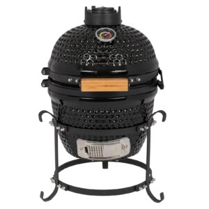 vasitelan 13 inch portable ceramics charcoal grill,kamado bbq charcoal grill (style 2-black)