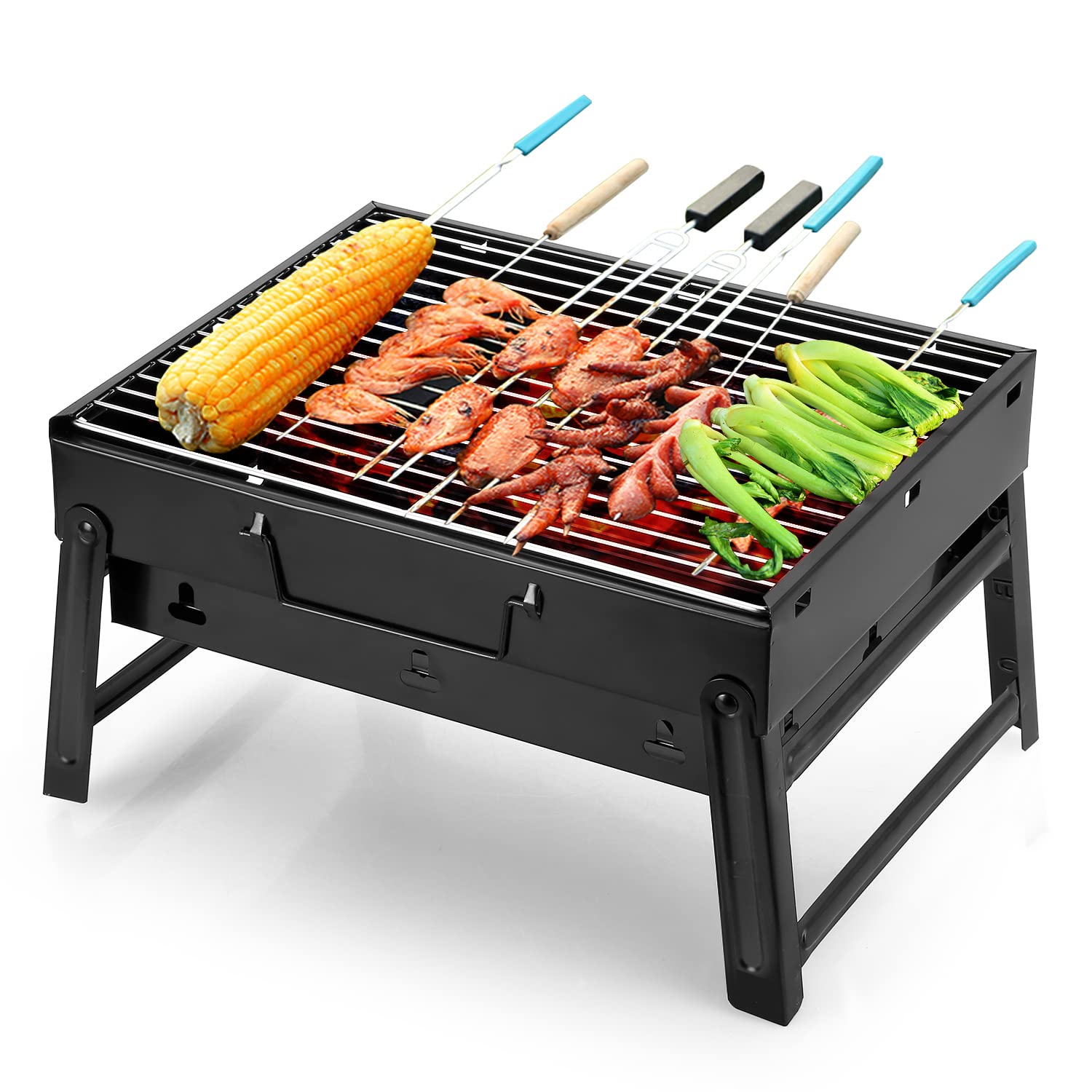 Barbecue Grill Portable BBQ Charcoal Grill Smoker Grill for Outdoor Cooking Camping Hiking Picnics Backpacking