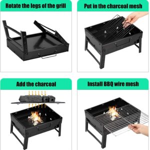 Barbecue Grill Portable BBQ Charcoal Grill Smoker Grill for Outdoor Cooking Camping Hiking Picnics Backpacking