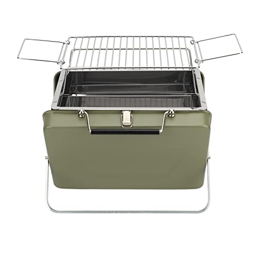 Portable Charcoal Grill, Portable Charcoal Grill Non Stick Mini High Temperature Resistant For Outdoor Cooking (Green)