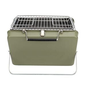 Portable Charcoal Grill, Portable Charcoal Grill Non Stick Mini High Temperature Resistant For Outdoor Cooking (Green)