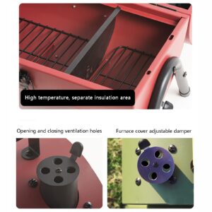 Portable Charcoal Grill Mini Small BBQ Smoker Grill for Outdoor Cooking Camping Picnic Patio Backyard Separated Large BBQ Space,Green,42 * 37cm